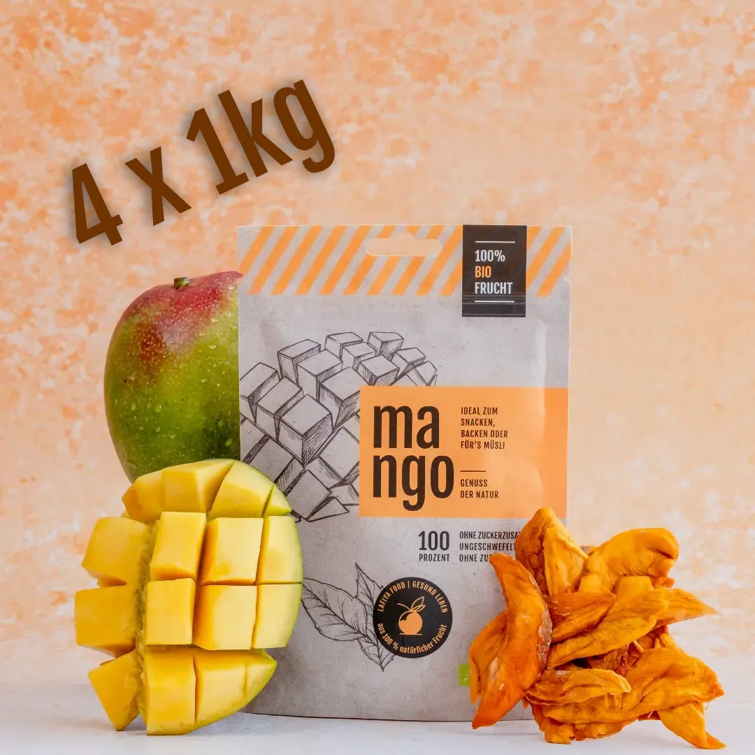 4x 1kg Bio Mango – Getrocknete Mango ohne Zuckerzusatz, ungeschwefelt ...